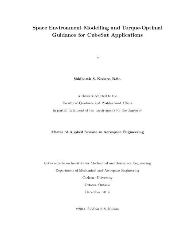 (PDF) Space Environment Modelling and Torque-Optimal Guidance for ...