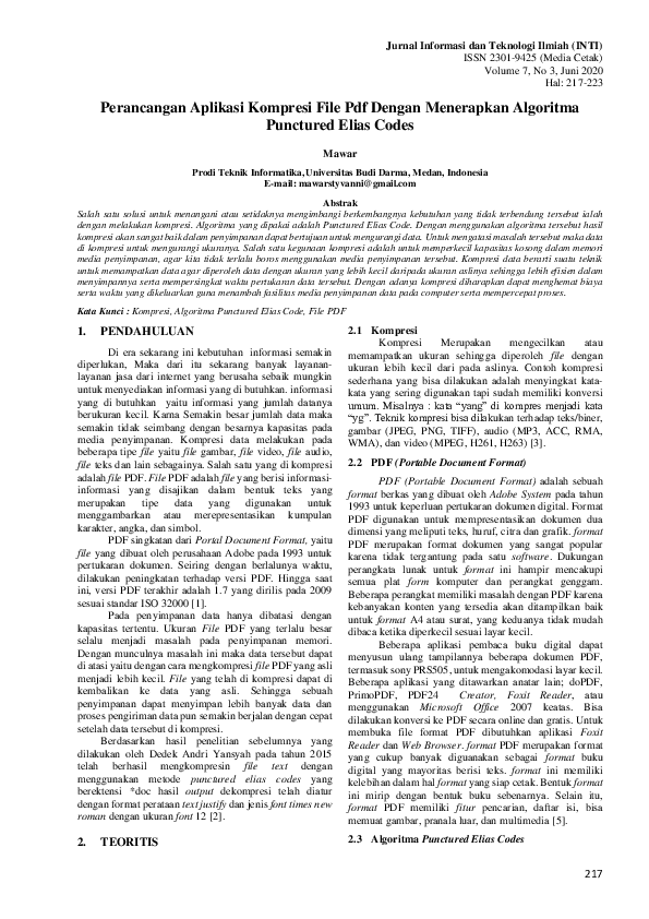 (PDF) Perancangan Aplikasi Kompresi File Pdf Dengan Menerapkan Algoritma Punctured Elias Codes