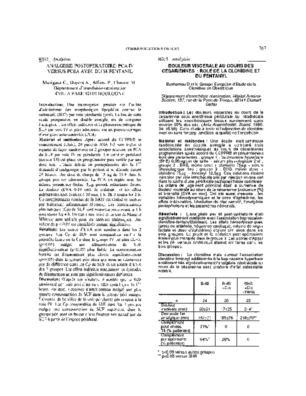 (PDF) Analgesie postoperatoire: Pca iv versus pcea avec du sufentanil