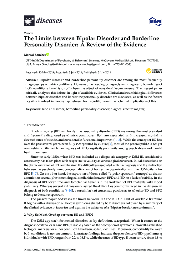 (PDF) The Limits between Bipolar Disorder and Borderline Personality ...