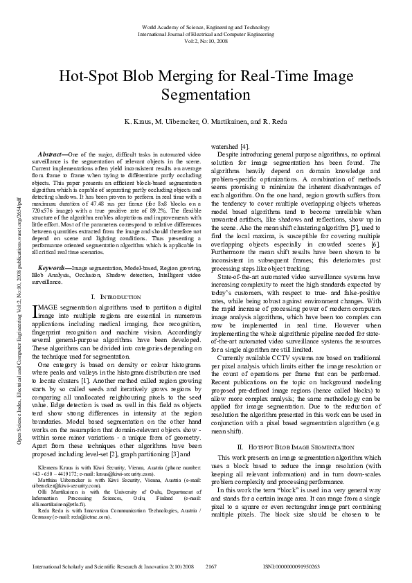(PDF) Hot-Spot Blob Merging For Real-Time Image Segmentation