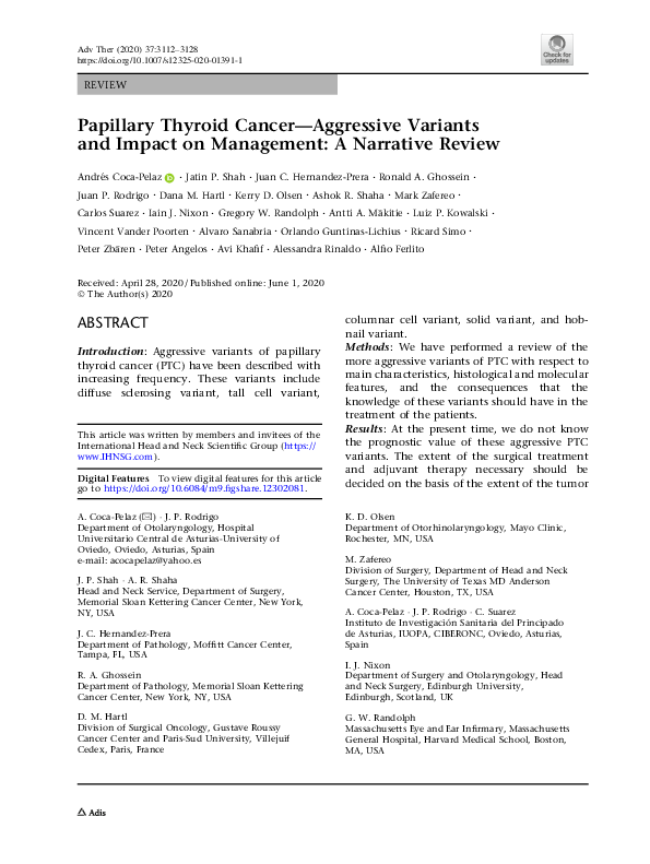 (PDF) Papillary Thyroid Cancer—Aggressive Variants and Impact on ...