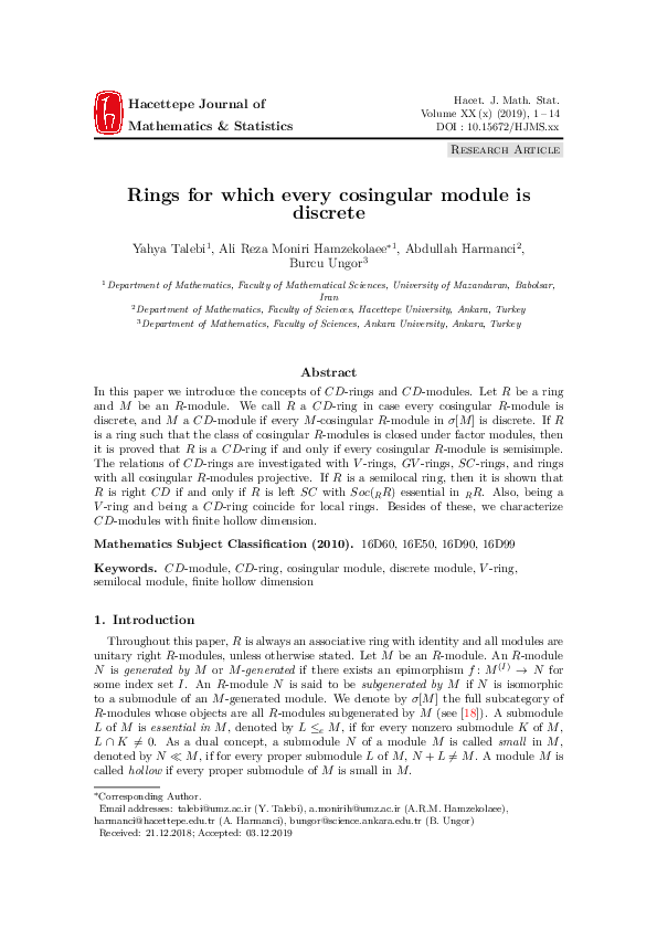 (PDF) Rings for which every cosingular module is discrete