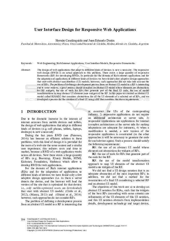 (PDF) User Interface Design for Responsive Web Applications
