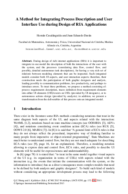 (PDF) Integrating User Interaction and Process Modeling in RIA Design