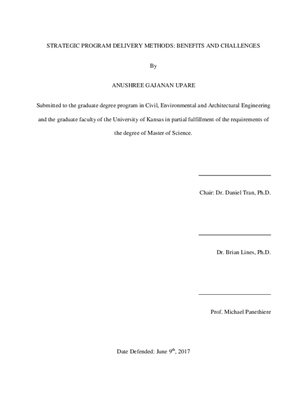 (PDF) Strategic Program Delivery Methods: Benefits and Challenges