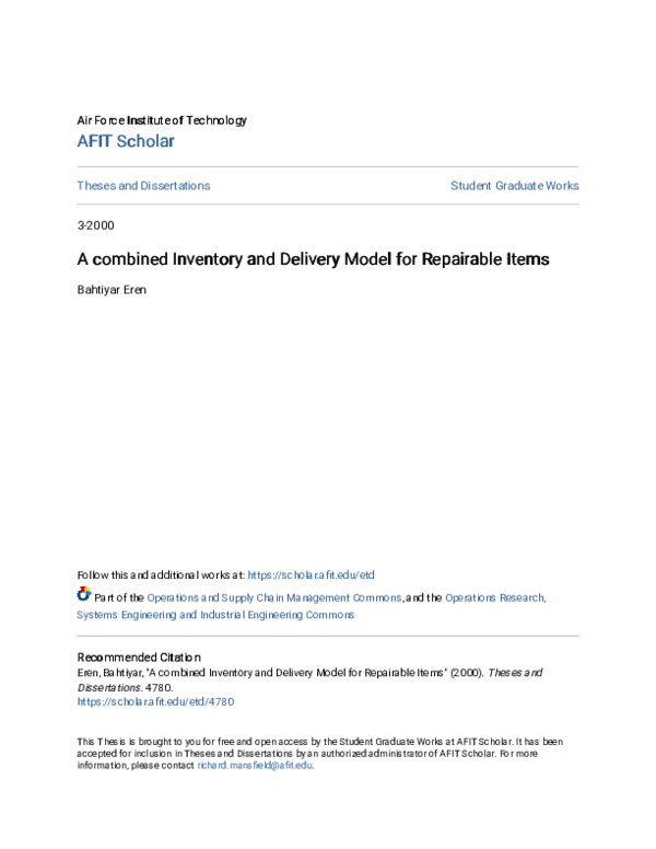 (PDF) A Combined Inventory and Delivery Model for Repairable Items ...