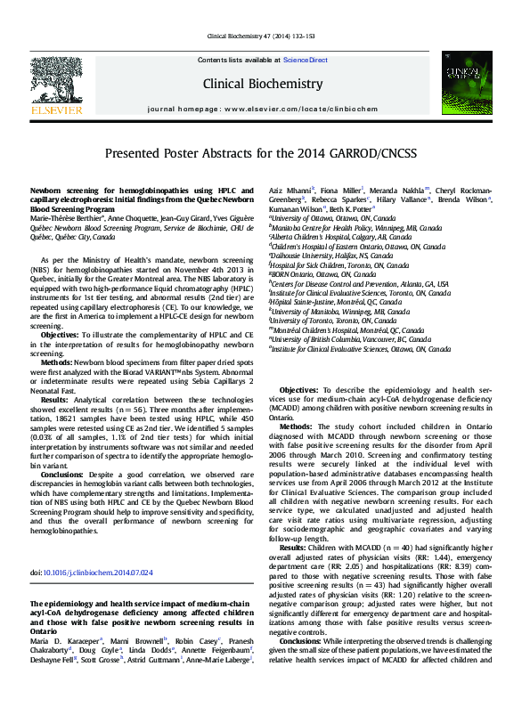 (PDF) Newborn screening for hemoglobinopathies using HPLC and capillary ...