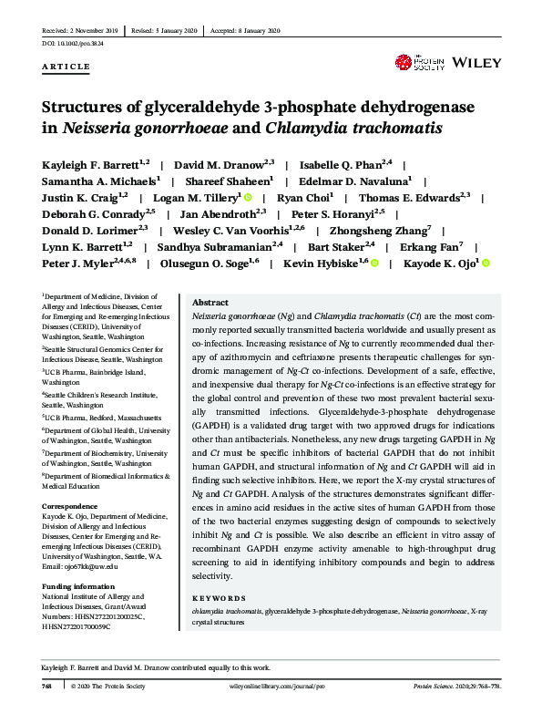 (PDF) Structures of glyceraldehyde 3‐phosphate dehydrogenase in ...