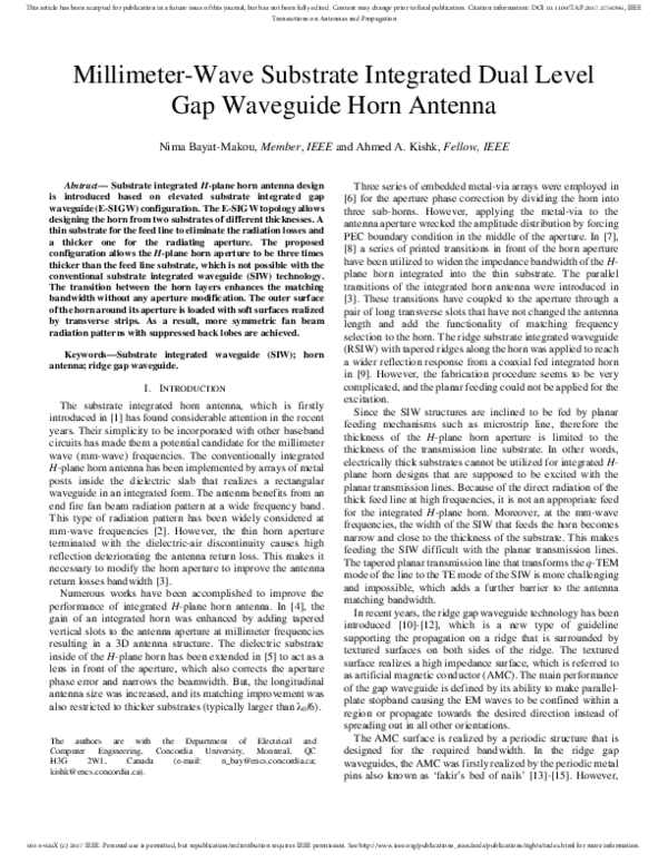 (PDF) Millimeter-Wave Substrate Integrated Dual Level Gap Waveguide ...