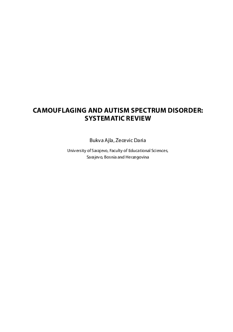 (PDF) CAMOUFLAGING AND AUTISM SPECTRUM DISORDER: SYSTEMATIC REVIEW