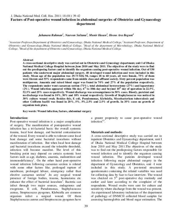 (PDF) Factors of Post-operative wound infection in abdominal surgeries ...