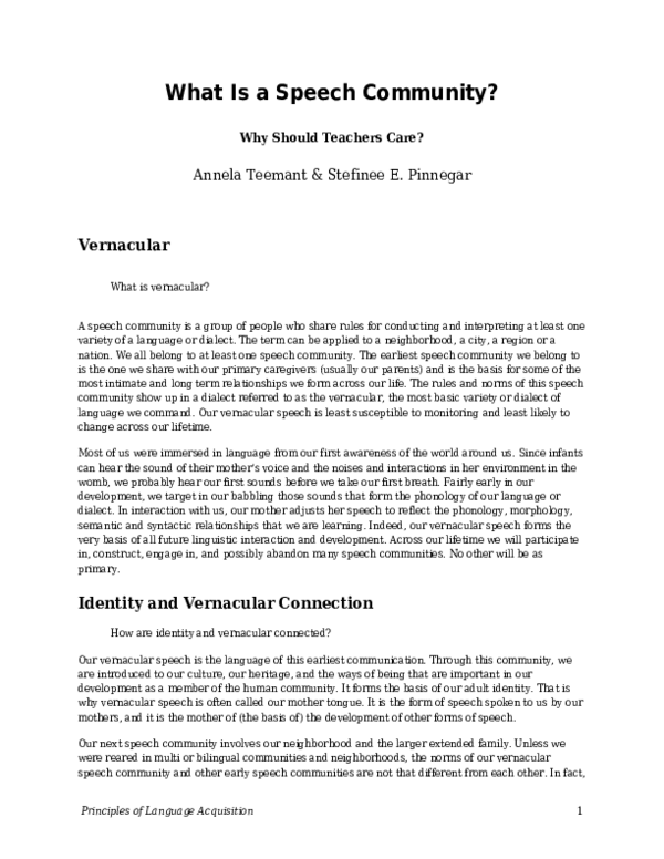 (PDF) What Is a Speech Community