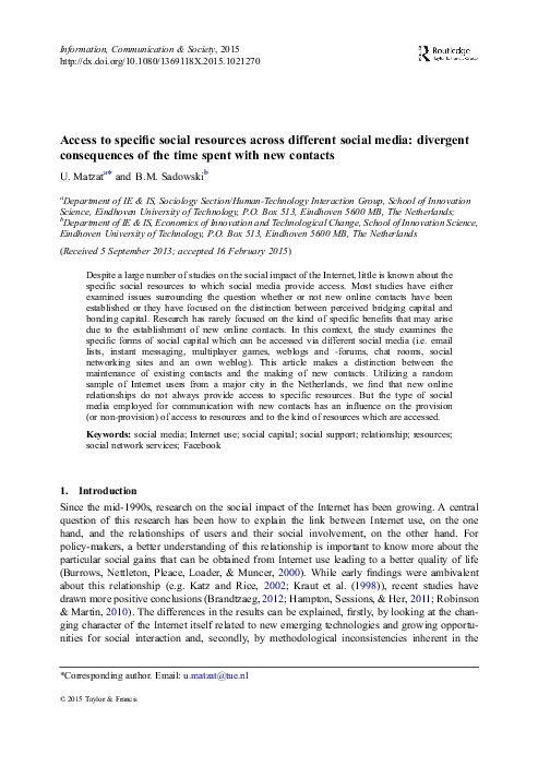 (PDF) Access to specific social resources across different social media ...