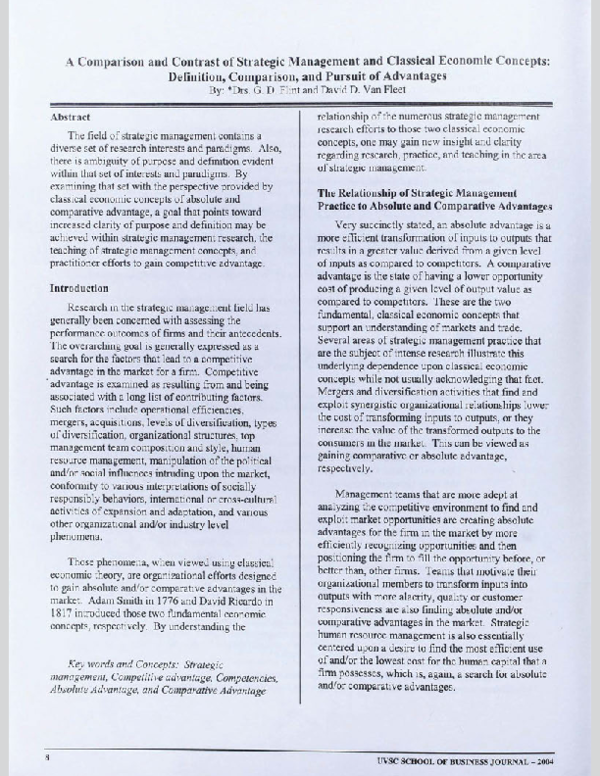(PDF) A Comparison an d Contrast of Strategic Management and Classical ...