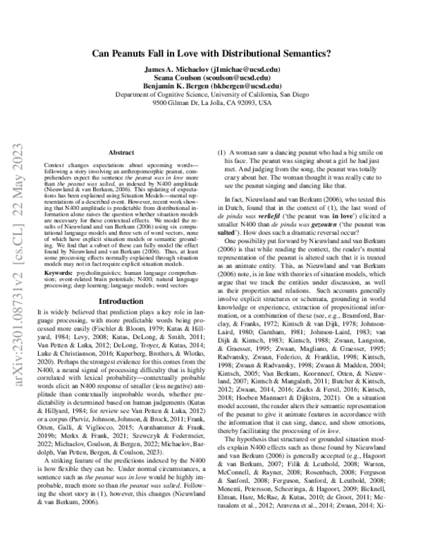 (PDF) Can Peanuts Fall in Love with Distributional Semantics?