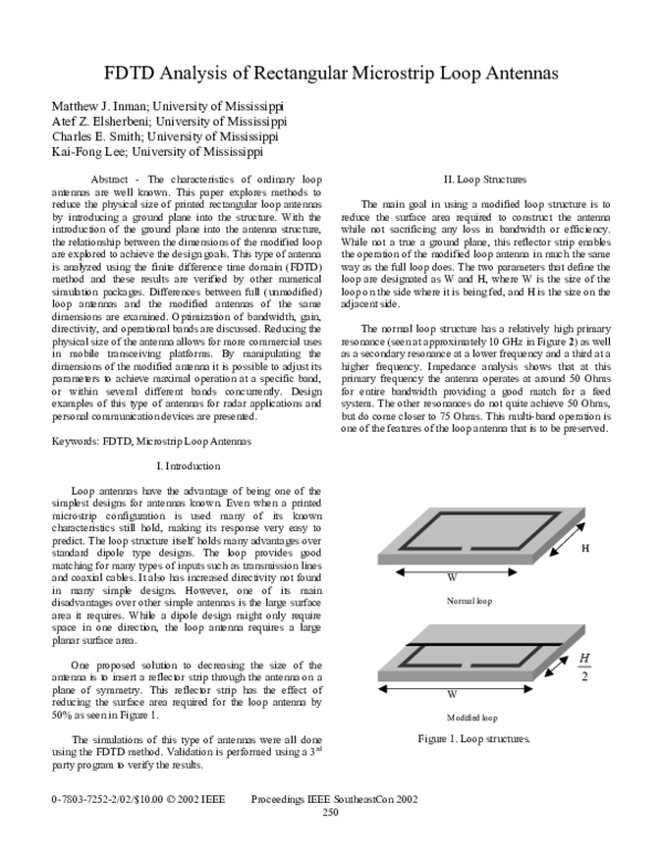 (PDF) FDTD analysis of rectangular microstrip loop antennas
