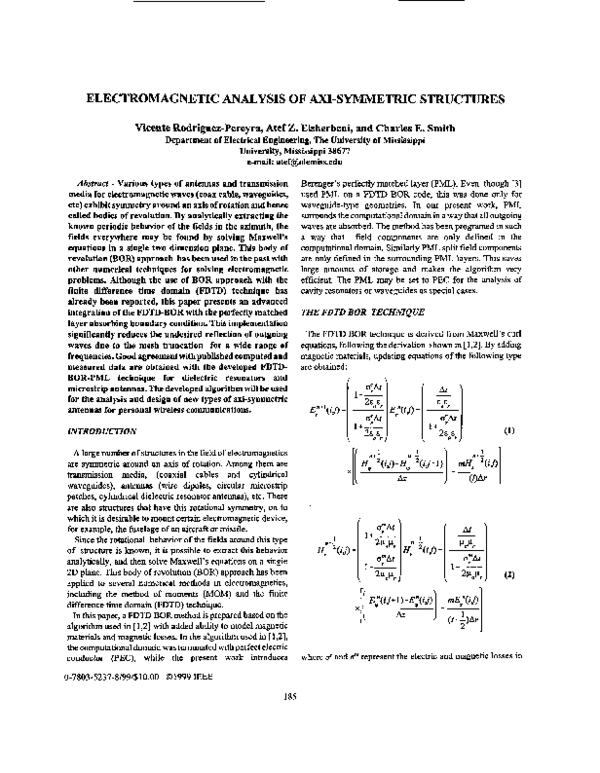 (PDF) Electromagnetic analysis of axi-symmetric structures