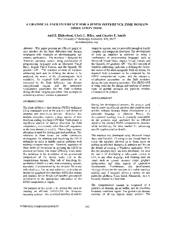 Pdf A Graphical User Interface For A Finite Difference Time Domain