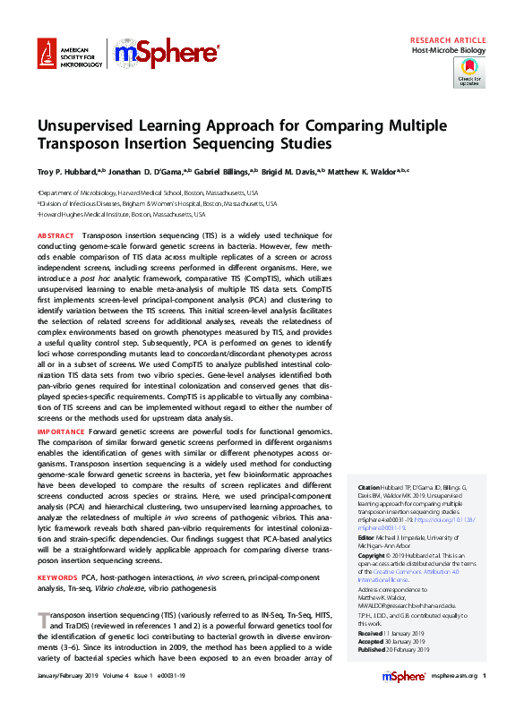 (PDF) Unsupervised Learning Approach for Comparing Multiple Transposon Insertion Sequencing Studies