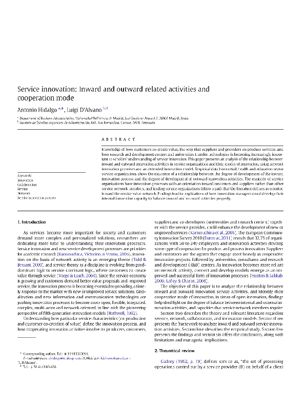 (PDF) Service innovation: Inward and outward related activities and ...