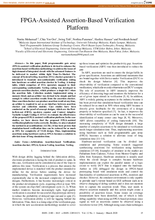 (PDF) FPGA-Assisted Assertion-Based Verification Platform