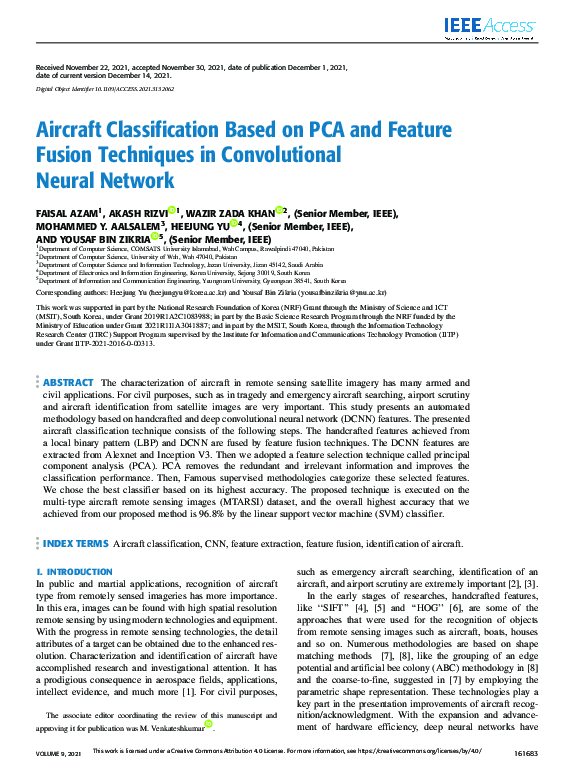 (PDF) Aircraft Classification Based on PCA and Feature Fusion Techniques in Convolutional Neural ...