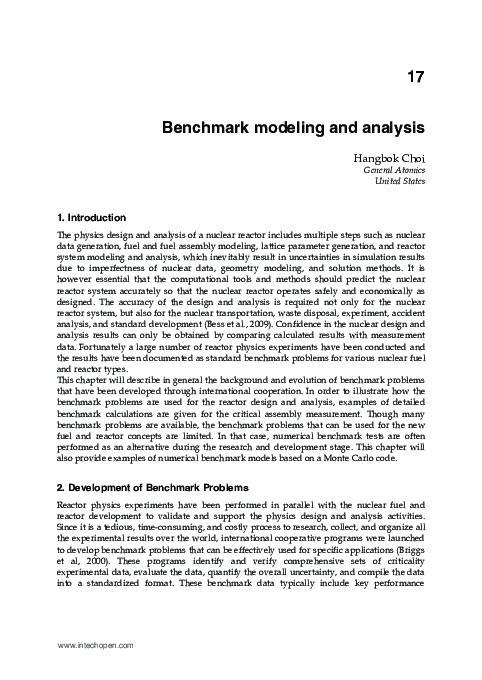 (PDF) Benchmark Modeling and Analysis