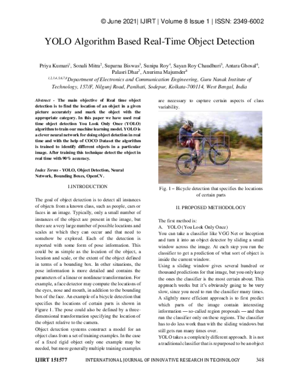 (PDF) YOLO Algorithm Based Real-Time Object Detection