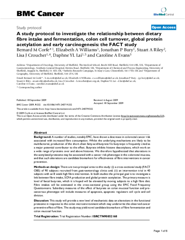 (PDF) A study protocol to investigate the relationship between dietary ...