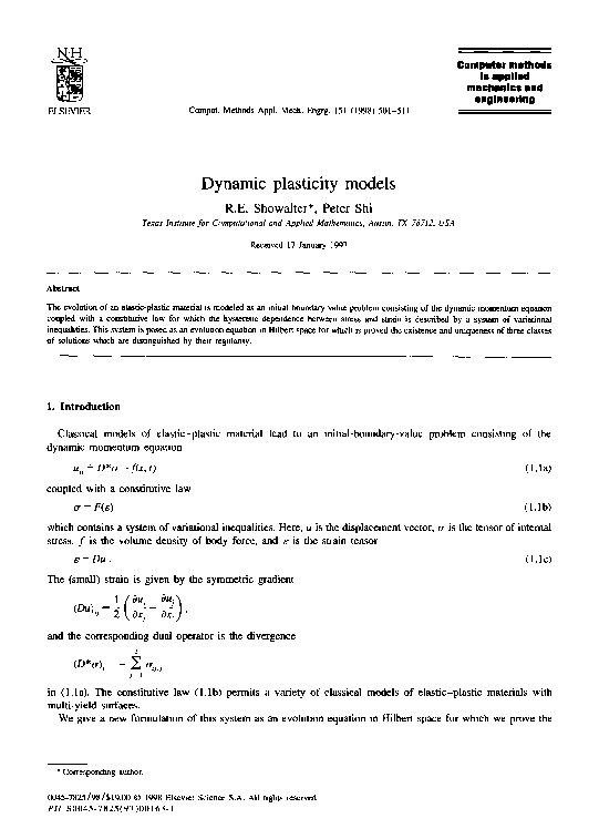 (PDF) Dynamic plasticity models