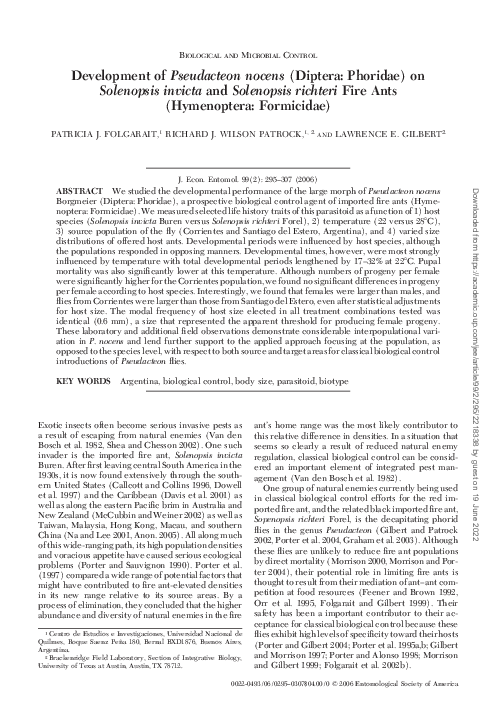 (PDF) Development of Pseudacteon nocens (Diptera: Phoridae) on ...