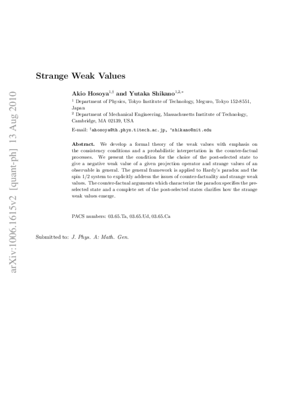 (PDF) Strange weak values