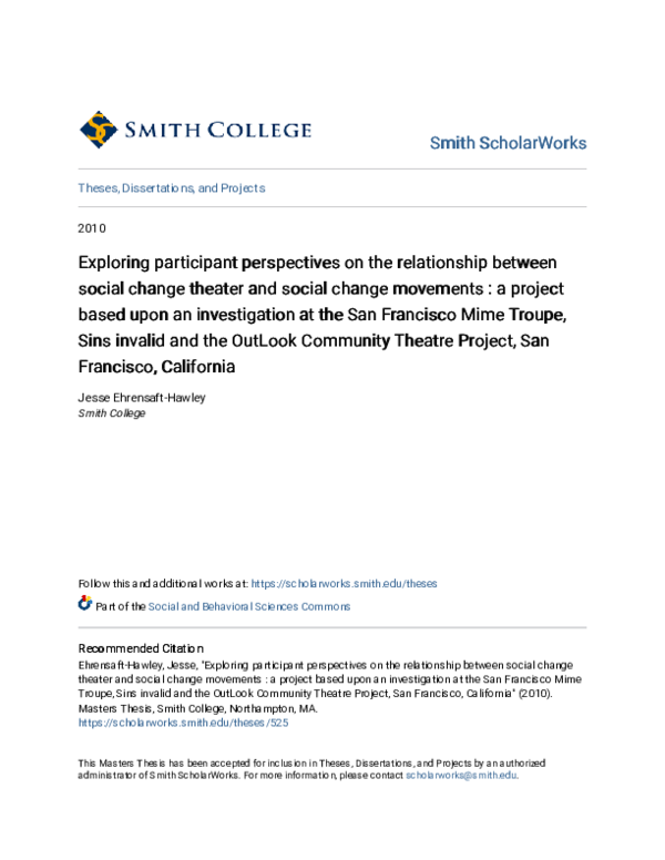 (PDF) Exploring participant perspectives on the relationship between social change theater and ...