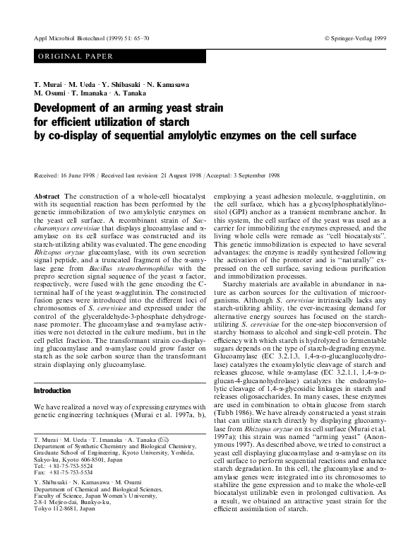 (PDF) Development of an arming yeast strain for efficient utilization ...