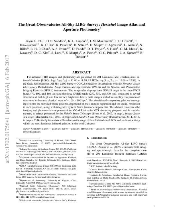 (PDF) The Great Observatories All-Sky LIRG Survey: Herschel Image Atlas and Aperture Photometry