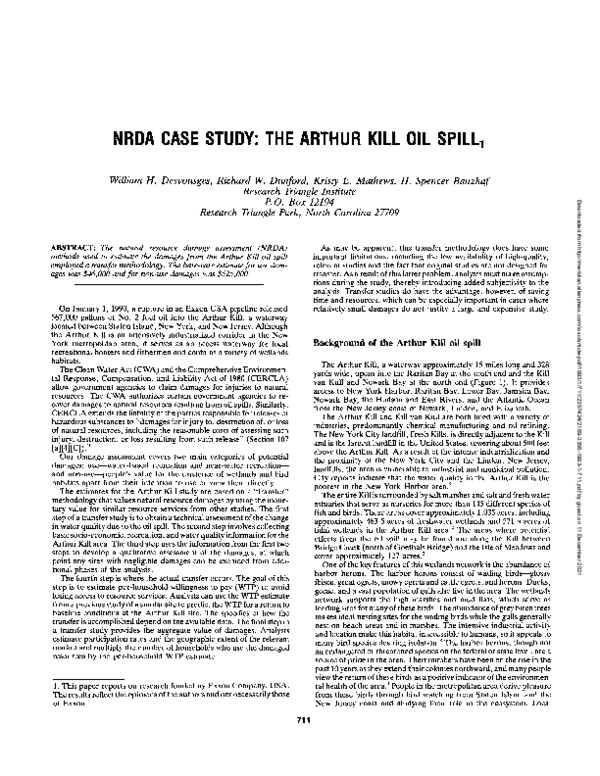 (PDF) Nrda Case Study: The Arthur Kill Oil SPILL1