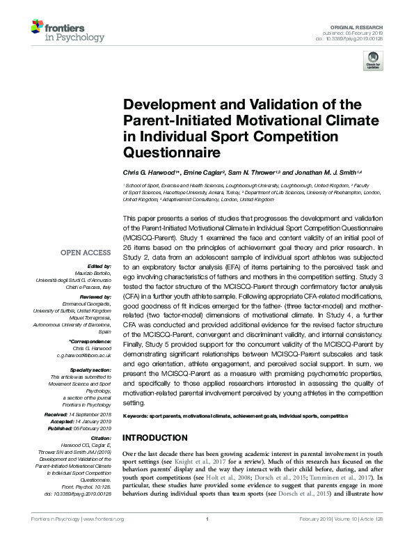 (PDF) Development and Validation of the Parent-Initiated Motivational ...
