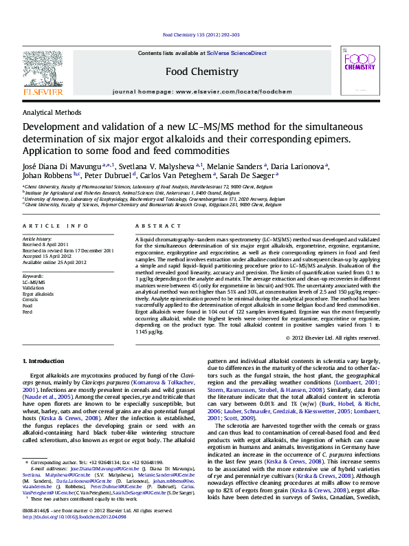 Pdf Development And Validation Of A New Lc Ms Ms Method For The Simultaneous Determination Of