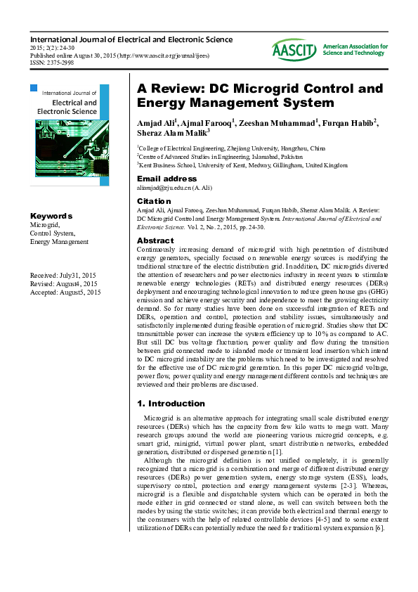 (PDF) A Review: DC Microgrid Control and Energy Management System