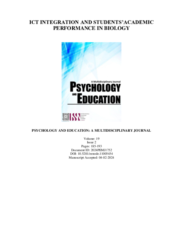 (PDF) ICT Integration and Students' Academic Performance in Biology