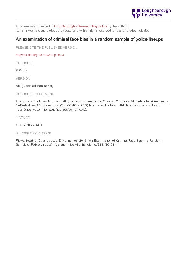(PDF) An examination of criminal face bias in a random sample of police ...