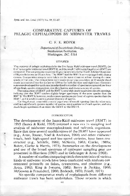(PDF) Comparative captures of pelagic cephalopods by midwater trawls