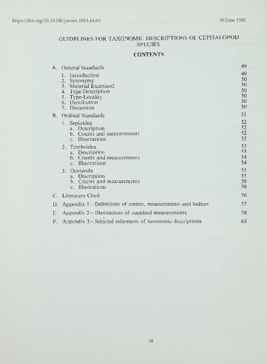 (PDF) Guidelines for taxonomic descriptions of cephalopod species