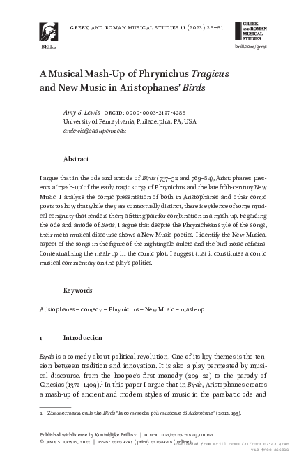 (PDF) A Musical Mash-Up of Phrynichus Tragicus and New Music in ...