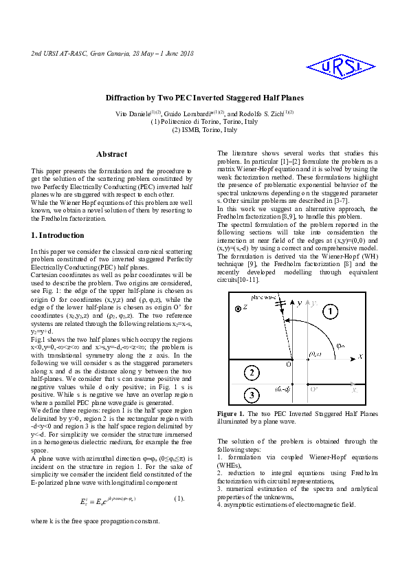 (PDF) Diffraction by Two PEC Inverted Staggered Half Planes