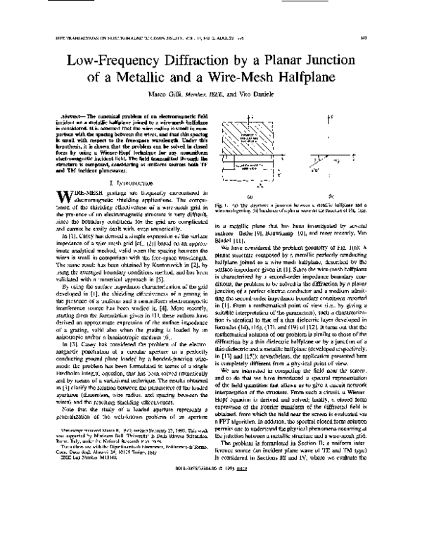 (PDF) Low-frequency diffraction by a planar junction of a metallic and a wire-mesh halfplane