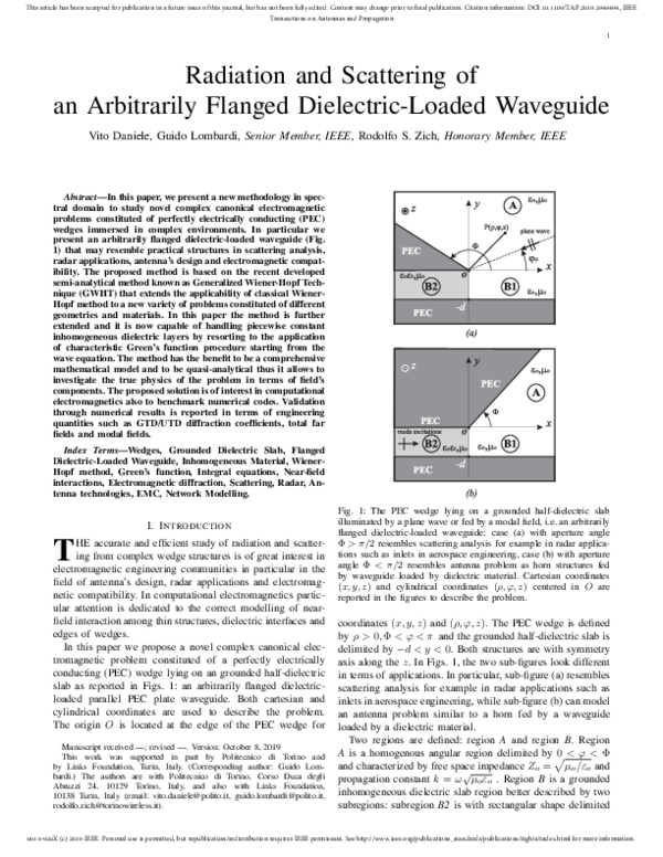 (PDF) Radiation and Scattering of an Arbitrarily Flanged Dielectric-Loaded Waveguide | Vito ...