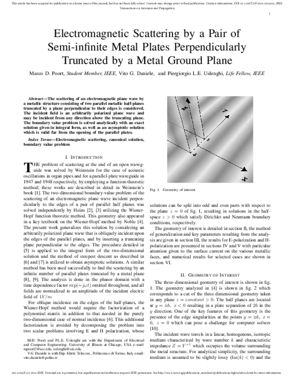 (PDF) Electromagnetic Scattering by a Pair of Semi-Infinite Metal ...