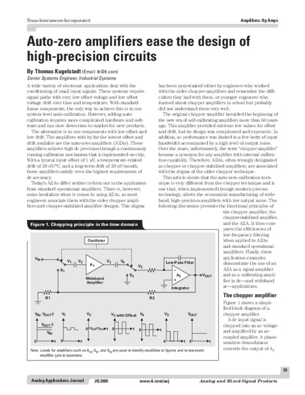 (PDF) Auto-zero amplifiers ease the design of high-precision circuits